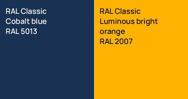 RAL Classic Cobalt blue vs. RAL Classic Luminous bright orange comparison