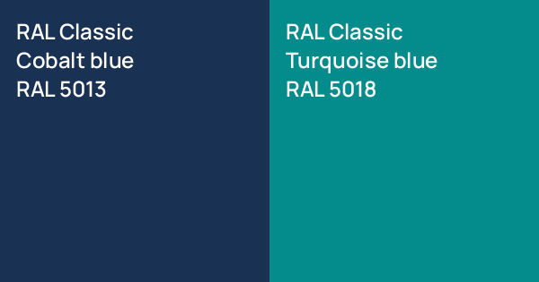 RAL Classic Cobalt blue vs. RAL Classic Turquoise blue comparison