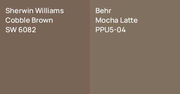 Sherwin Williams Cobble Brown vs. Behr Mocha Latte comparison