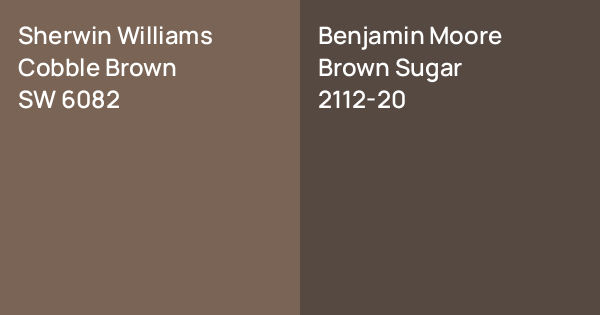 Sherwin Williams Cobble Brown vs. Benjamin Moore Brown Sugar comparison