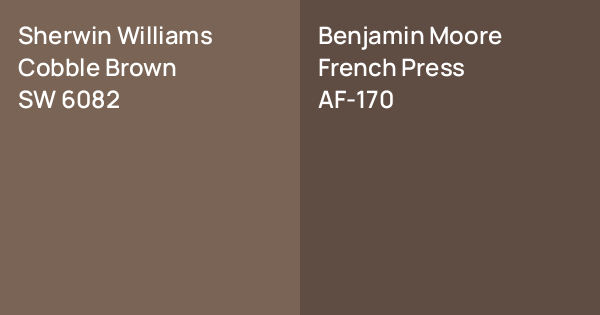 Sherwin Williams Cobble Brown vs. Benjamin Moore French Press comparison