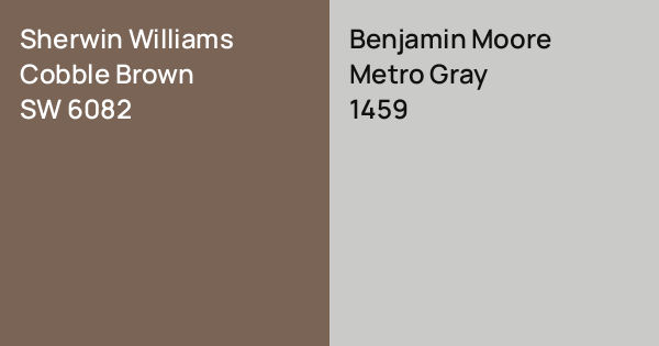 Sherwin Williams Cobble Brown vs. Benjamin Moore Metro Gray comparison