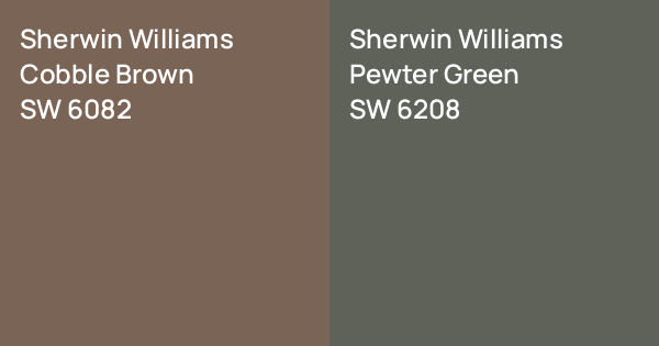 Sherwin Williams Cobble Brown vs. Sherwin Williams Pewter Green comparison
