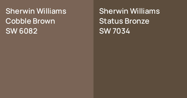 Sherwin Williams Cobble Brown vs. Sherwin Williams Status Bronze comparison
