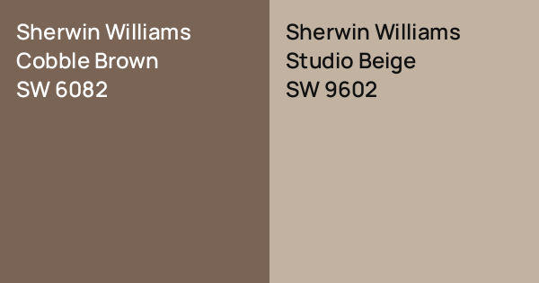 Sherwin Williams Cobble Brown vs. Sherwin Williams Studio Beige comparison