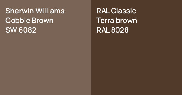 Sherwin Williams Cobble Brown vs. RAL Classic Terra brown comparison