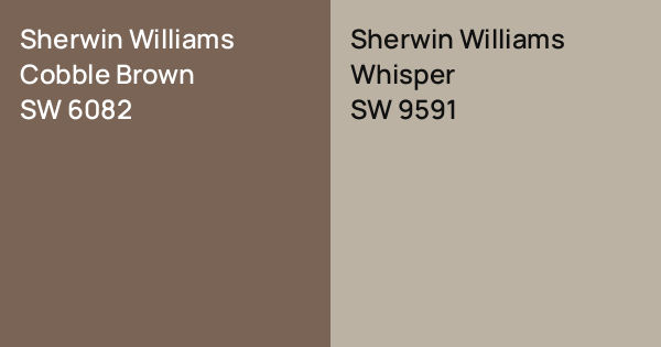 Sherwin Williams Cobble Brown vs. Sherwin Williams Whisper comparison