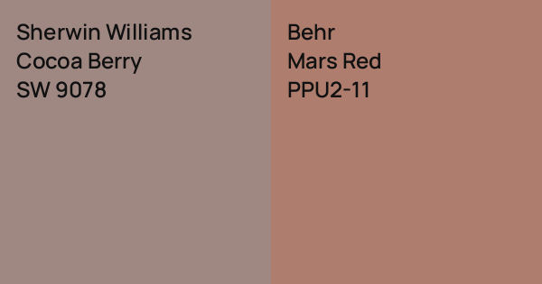 Sherwin Williams Cocoa Berry vs. Behr Mars Red comparison
