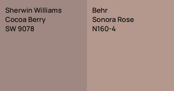 Sherwin Williams Cocoa Berry vs. Behr Sonora Rose comparison