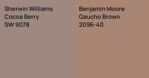 Sherwin Williams Cocoa Berry vs. Benjamin Moore Gaucho Brown comparison