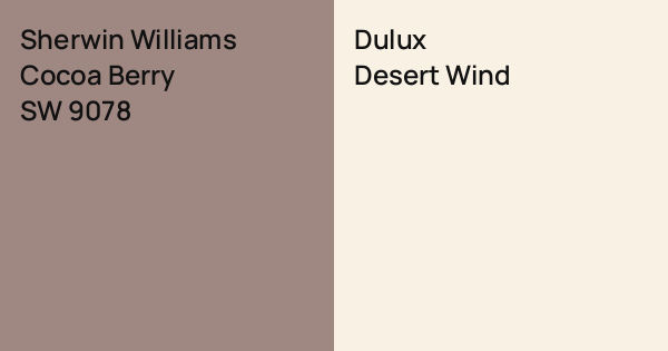 Sherwin Williams Cocoa Berry vs. Dulux Desert Wind comparison