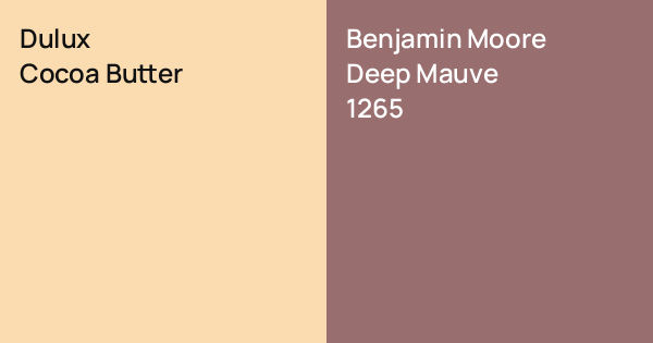 Dulux Cocoa Butter vs. Benjamin Moore Deep Mauve comparison