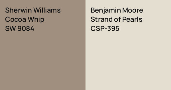 Sherwin Williams Cocoa Whip vs. Benjamin Moore Strand of Pearls comparison