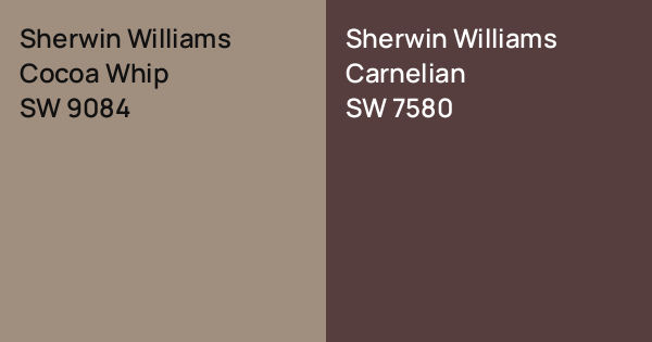 Sherwin Williams Cocoa Whip vs. Sherwin Williams Carnelian comparison