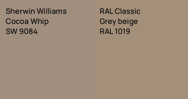Sherwin Williams Cocoa Whip vs. RAL Classic Grey beige comparison