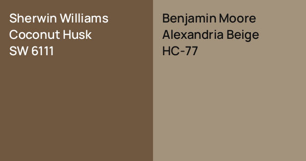 Sherwin Williams Coconut Husk vs. Benjamin Moore Alexandria Beige ...