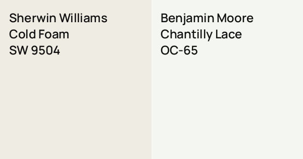 Sherwin Williams Cold Foam vs. Benjamin Moore Chantilly Lace comparison