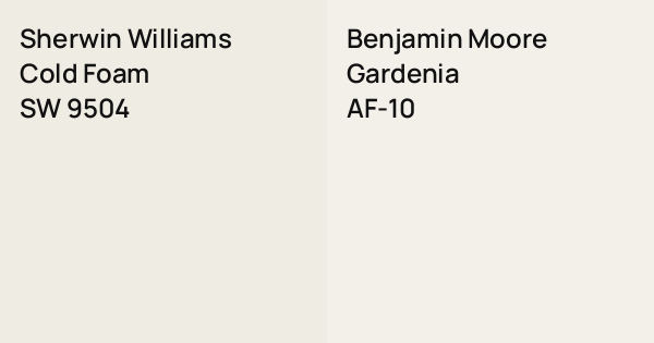 Sherwin Williams Cold Foam vs. Benjamin Moore Gardenia comparison