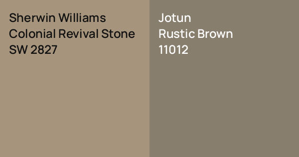 Sherwin Williams Colonial Revival Stone vs. Jotun Rustic Brown comparison