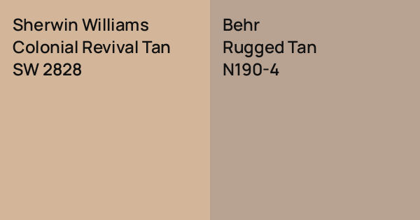 Sherwin Williams Colonial Revival Tan vs. Behr Rugged Tan comparison