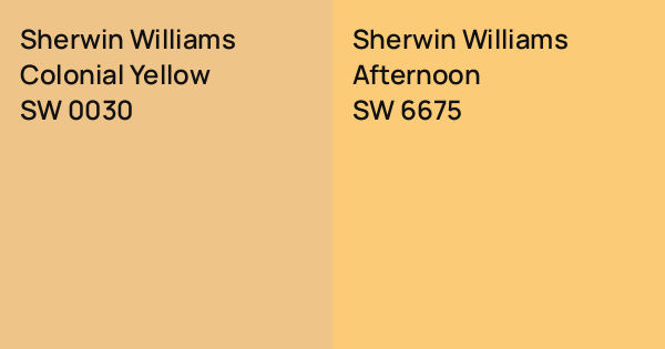 Sherwin Williams Colonial Yellow vs. Sherwin Williams Afternoon comparison