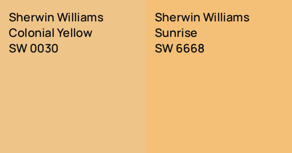 Sherwin Williams Colonial Yellow vs. Sherwin Williams Sunrise comparison