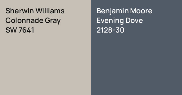 Sherwin Williams Colonnade Gray vs. Benjamin Moore Evening Dove comparison
