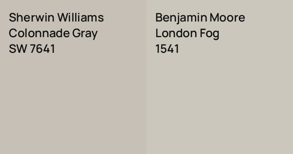Sherwin Williams Colonnade Gray vs. Benjamin Moore London Fog comparison