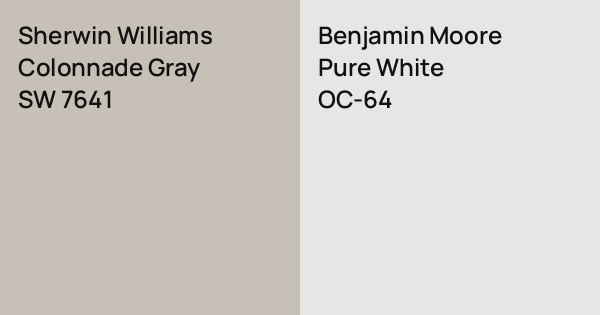 Sherwin Williams Colonnade Gray vs. Benjamin Moore Pure White comparison