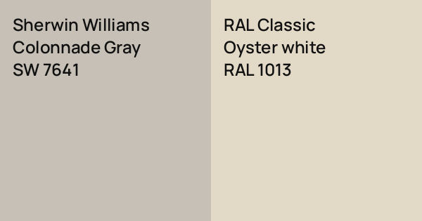Sherwin Williams Colonnade Gray vs. RAL Classic Oyster white comparison
