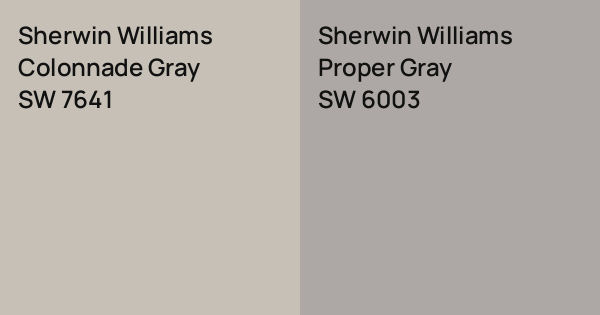 Sherwin Williams Colonnade Gray vs. Sherwin Williams Proper Gray comparison