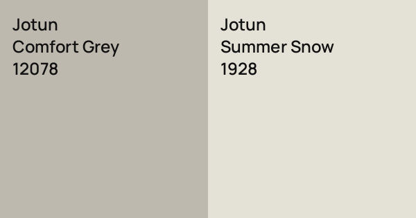 Jotun Comfort Grey vs. Jotun Summer Snow comparison