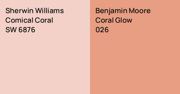 Sherwin Williams Comical Coral vs. Benjamin Moore Coral Glow comparison