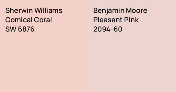 Sherwin Williams Comical Coral vs. Benjamin Moore Pleasant Pink comparison