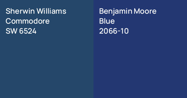 Sherwin Williams Commodore vs. Benjamin Moore Blue comparison