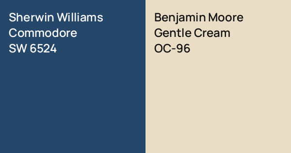 Sherwin Williams Commodore vs. Benjamin Moore Gentle Cream comparison