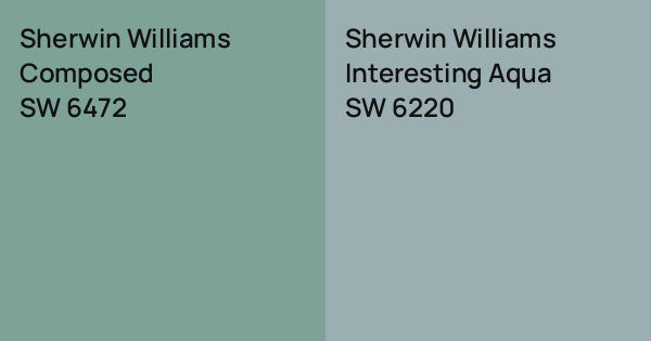 Sherwin Williams Composed vs. Sherwin Williams Interesting Aqua comparison