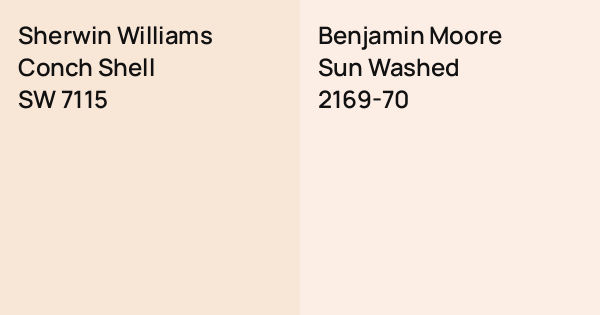 Sherwin Williams Conch Shell vs. Benjamin Moore Sun Washed comparison