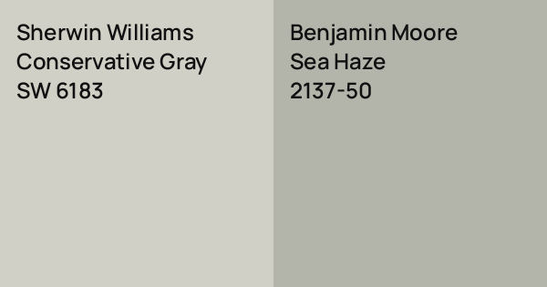 Sherwin Williams Conservative Gray vs. Benjamin Moore Sea Haze comparison
