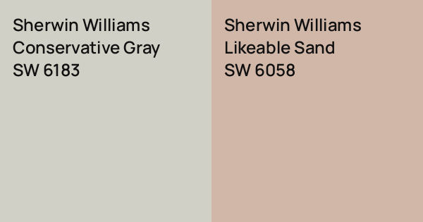 Sherwin Williams Conservative Gray vs. Sherwin Williams Likeable Sand ...