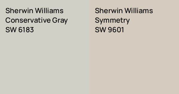 Sherwin Williams Conservative Gray vs. Sherwin Williams Symmetry comparison