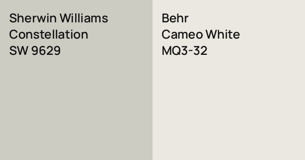 Sherwin Williams Constellation vs. Behr Cameo White comparison