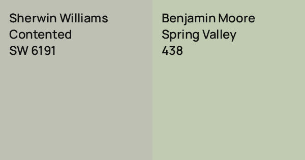 Sherwin Williams Contented vs. Benjamin Moore Spring Valley comparison