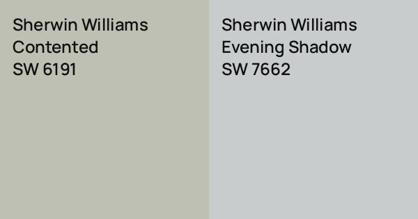Sherwin Williams Contented vs. Sherwin Williams Evening Shadow comparison