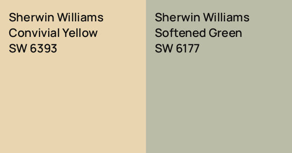 Sherwin Williams Convivial Yellow vs. Sherwin Williams Softened Green ...