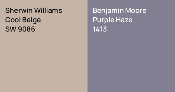 Sherwin Williams Cool Beige vs. Benjamin Moore Purple Haze comparison