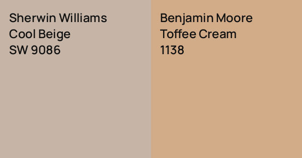 Sherwin Williams Cool Beige vs. Benjamin Moore Toffee Cream comparison