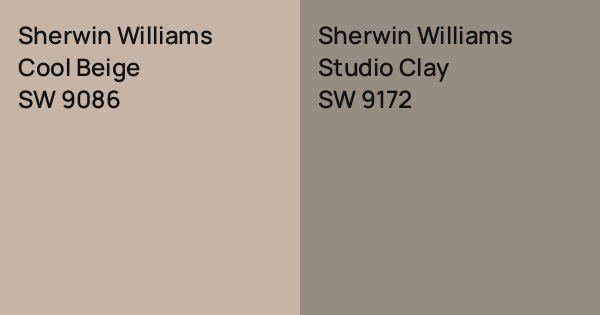 Sherwin Williams Cool Beige vs. Sherwin Williams Studio Clay comparison