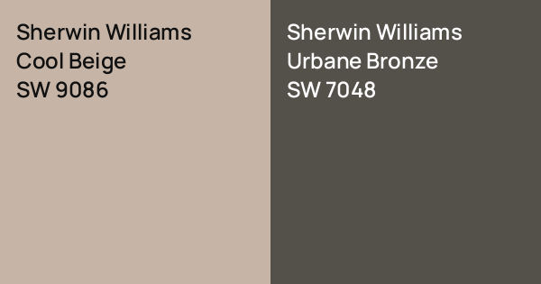 Sherwin Williams Cool Beige vs. Sherwin Williams Urbane Bronze comparison
