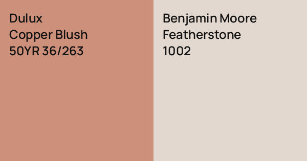 Dulux Copper Blush vs. Benjamin Moore Featherstone comparison